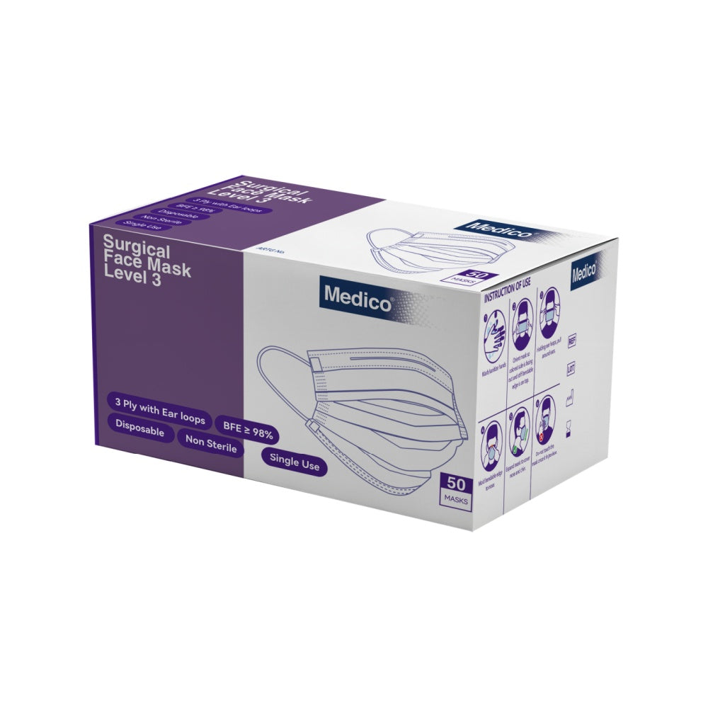 Medico Mask Blue Level 3 w/ Ear Loops - Box 50 – Happy Healthcare
